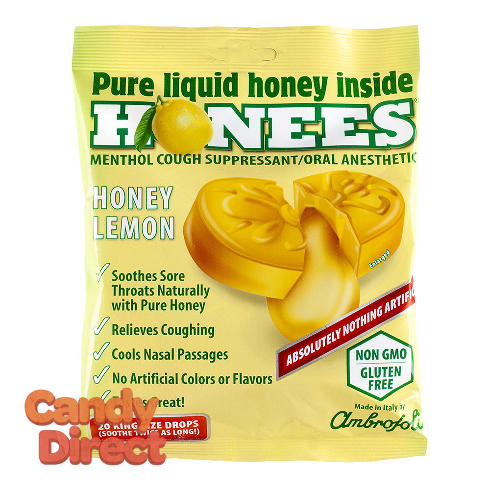 Honees Cough Drops Honey Lemon 20 Pc Peg Bag - 12ct – CandyDirect.com