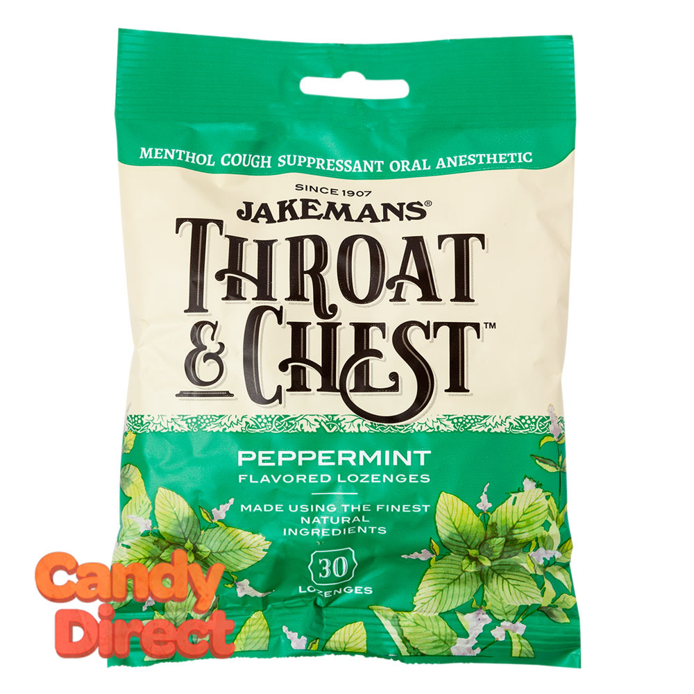 Jakemans Cough Drops Throat & Chest Peppermint 30 Pc 4oz Peg Bag - 12c – CandyDirect.com