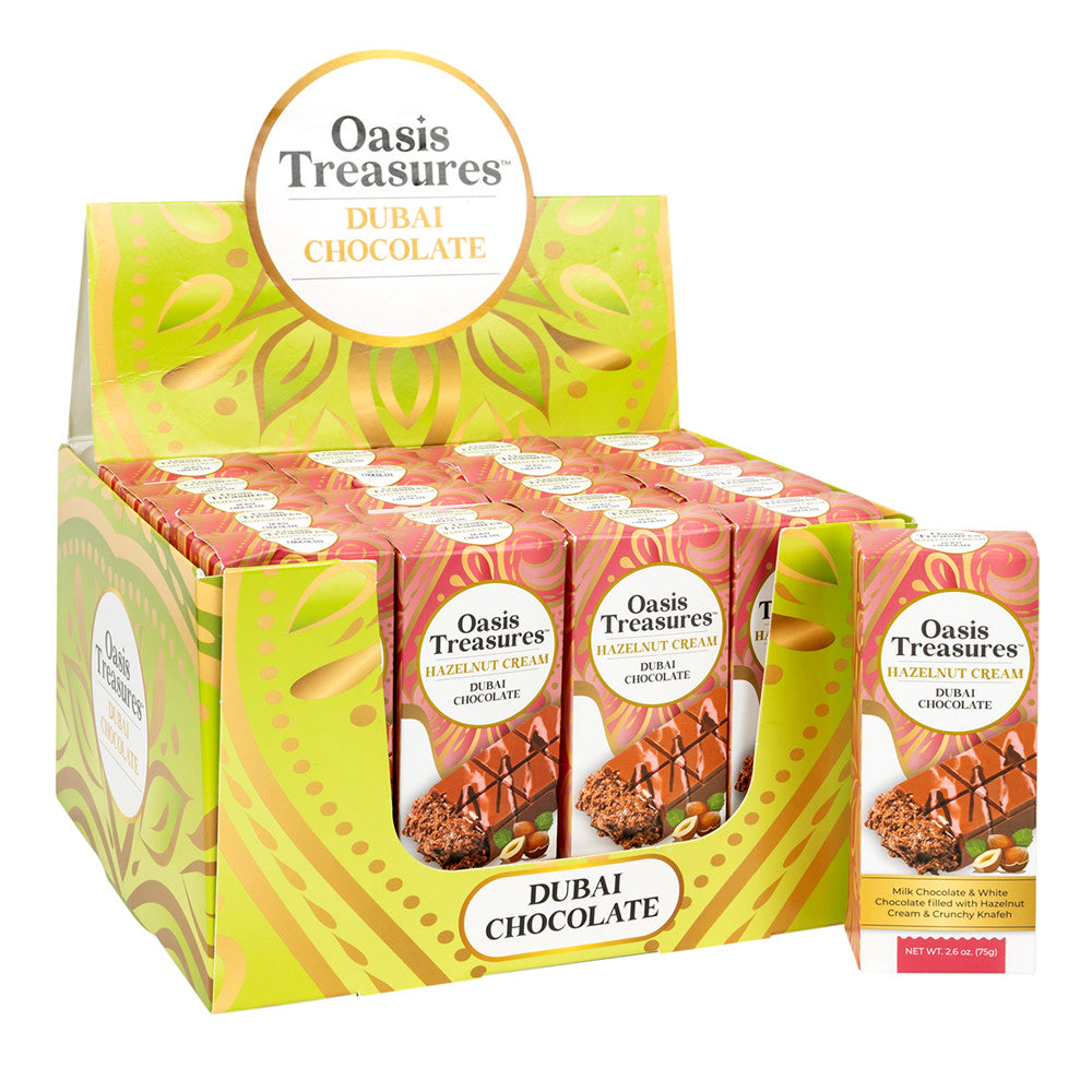 Oasis Treasures Dubai Chocolate Hazelnut Cream Candy Bars - 12 Count ...