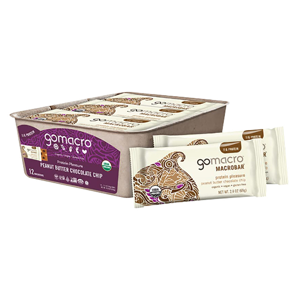 Go Macro Peanut Butter and Chocolate Chip Protein Bar - 12 Count ...