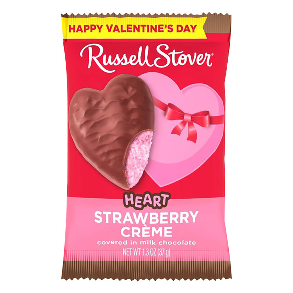 Russell Stover Milk Chocolate Strawberry Creme Heart Candy - 18 Count ...