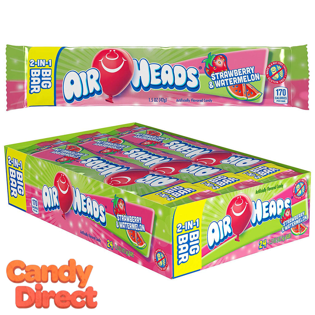 Airheads Candy 2-in-1 Big Bars Strawberry & Watermelon - 24ct ...