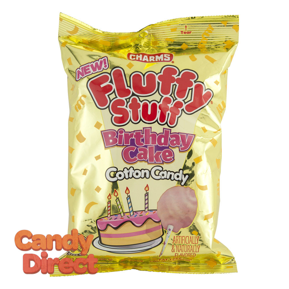 Fluffy Birthday Cake Cotton Candy Stuff 2.1oz Bag - 24ct – CandyDirect.com