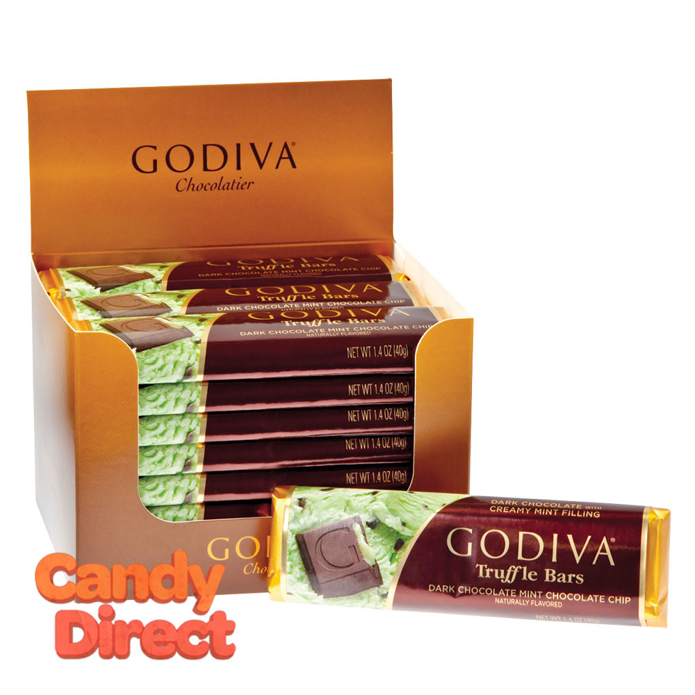 Godiva Dark Chocolate Mint Chocolate Chip 1.5oz Bar - 24ct ...