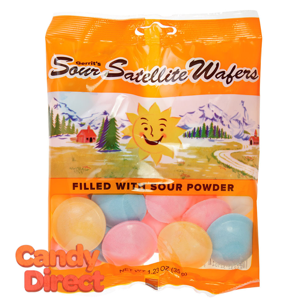 Gustaf's Wafers Sour Satellite 1.23oz Peg Bag - 12ct – CandyDirect.com
