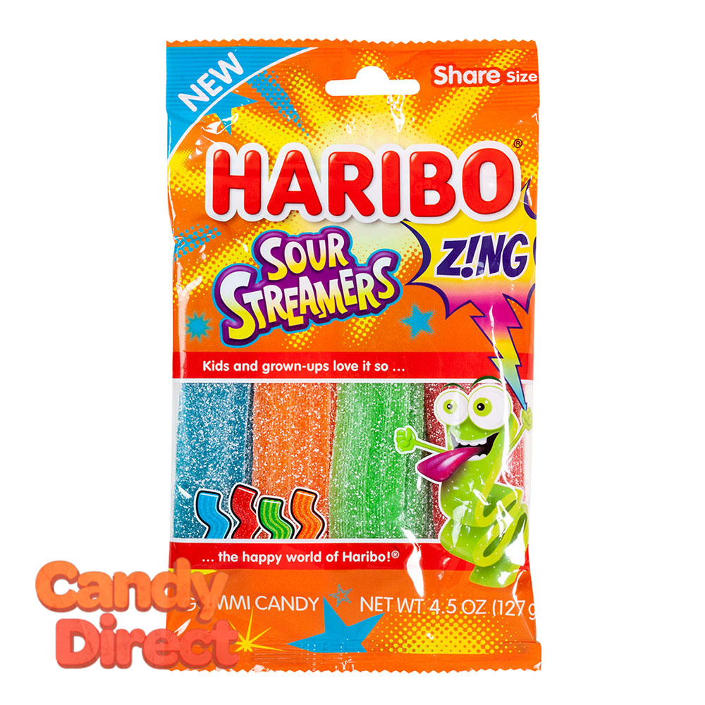 Haribo Streamers Zing Sour 4.5oz Peg Bag - 12ct – CandyDirect.com