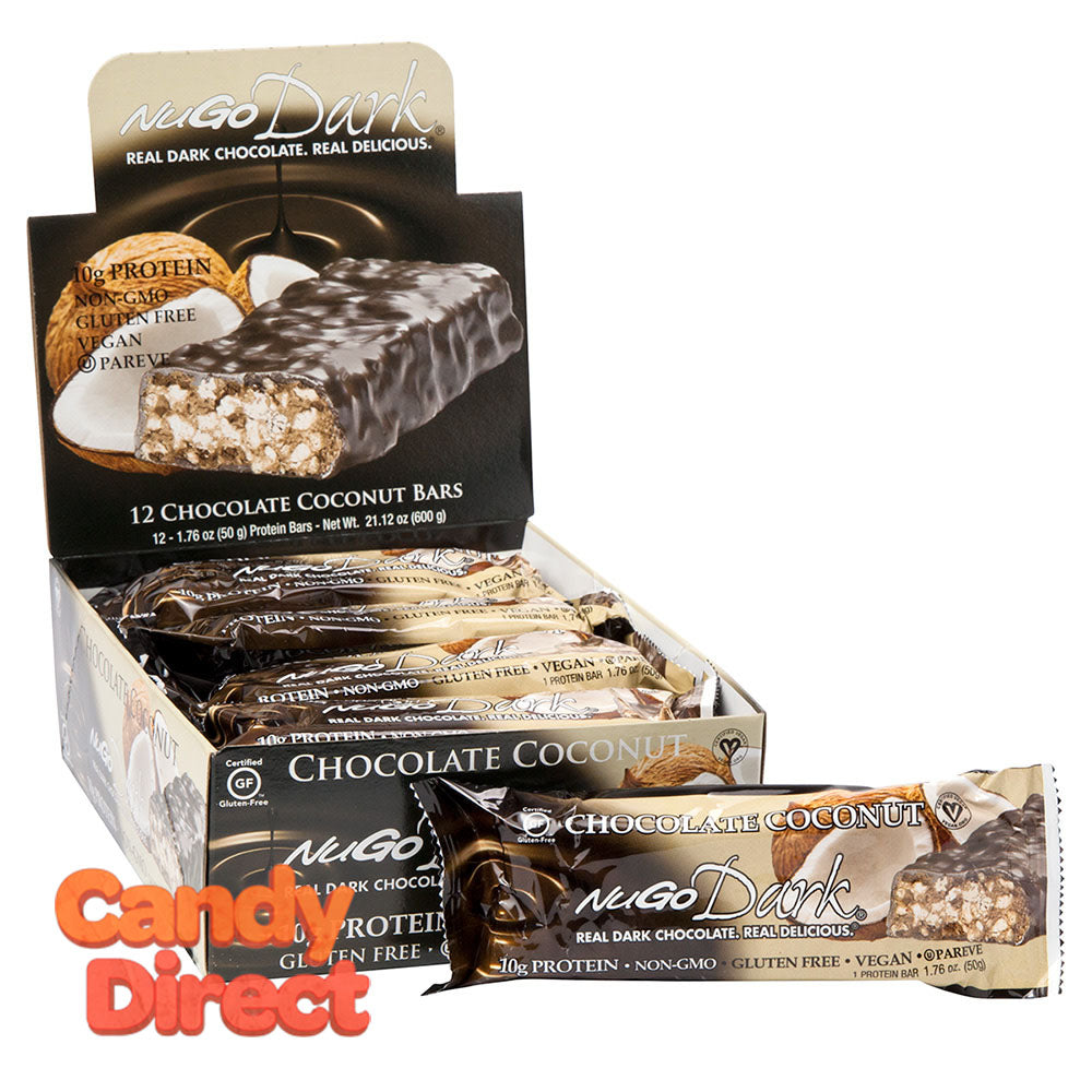 Nugo Coconut Protein Bar Dark Chocolate 1.76oz - 12ct – CandyDirect.com