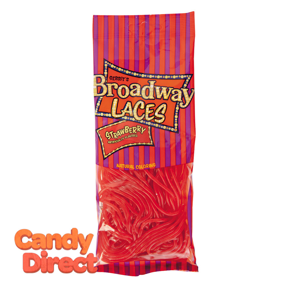 Strawberry Licorice Broadway Laces 4oz Peg Bag - 12ct – CandyDirect.com